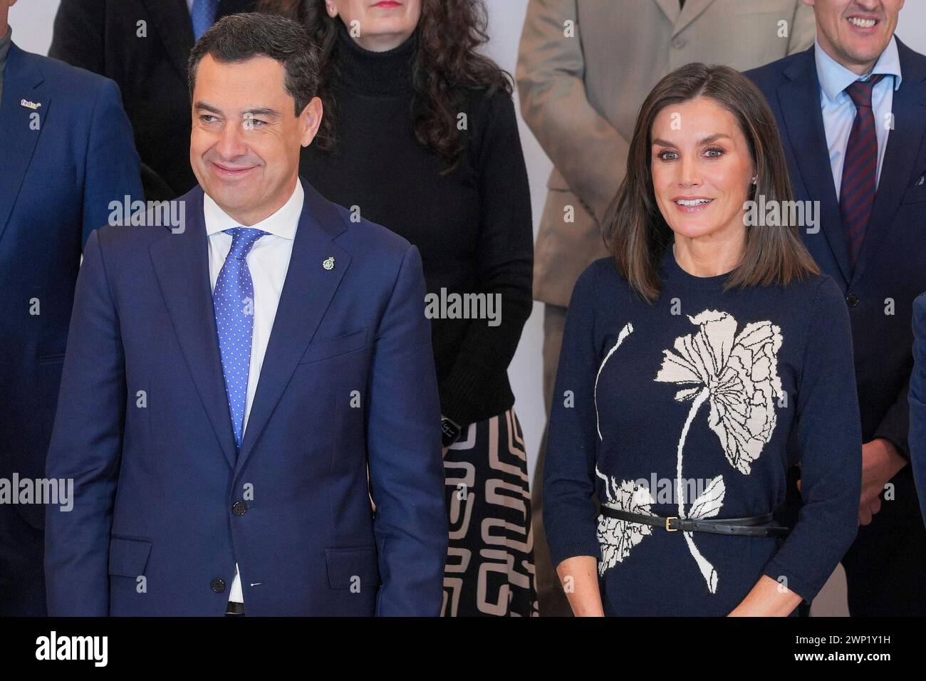 Queen Letizia (right), next to the President of the Junta de Andalucía ...