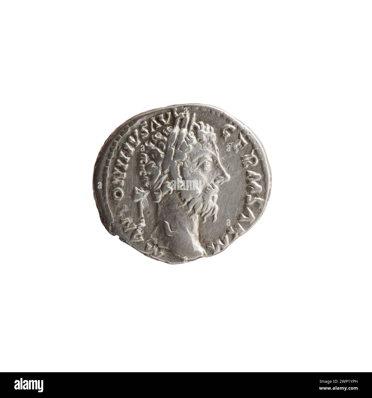 Silver denarius minted under Roman Emperor Marcus Aurelius from 176 to ...