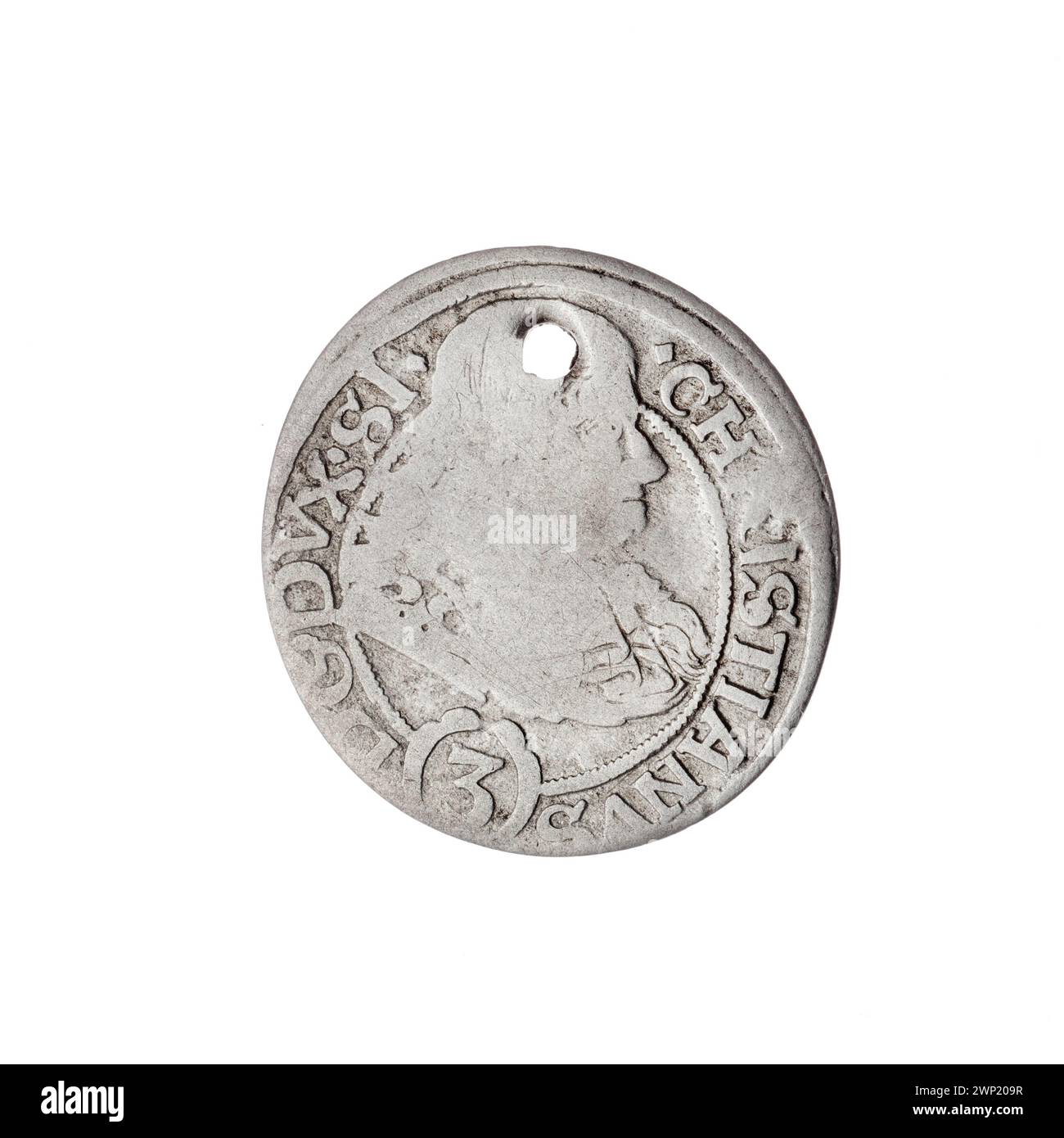 A 1669 3 Krajcary coin showing Christian, Prince of Brest-Legnicki ...