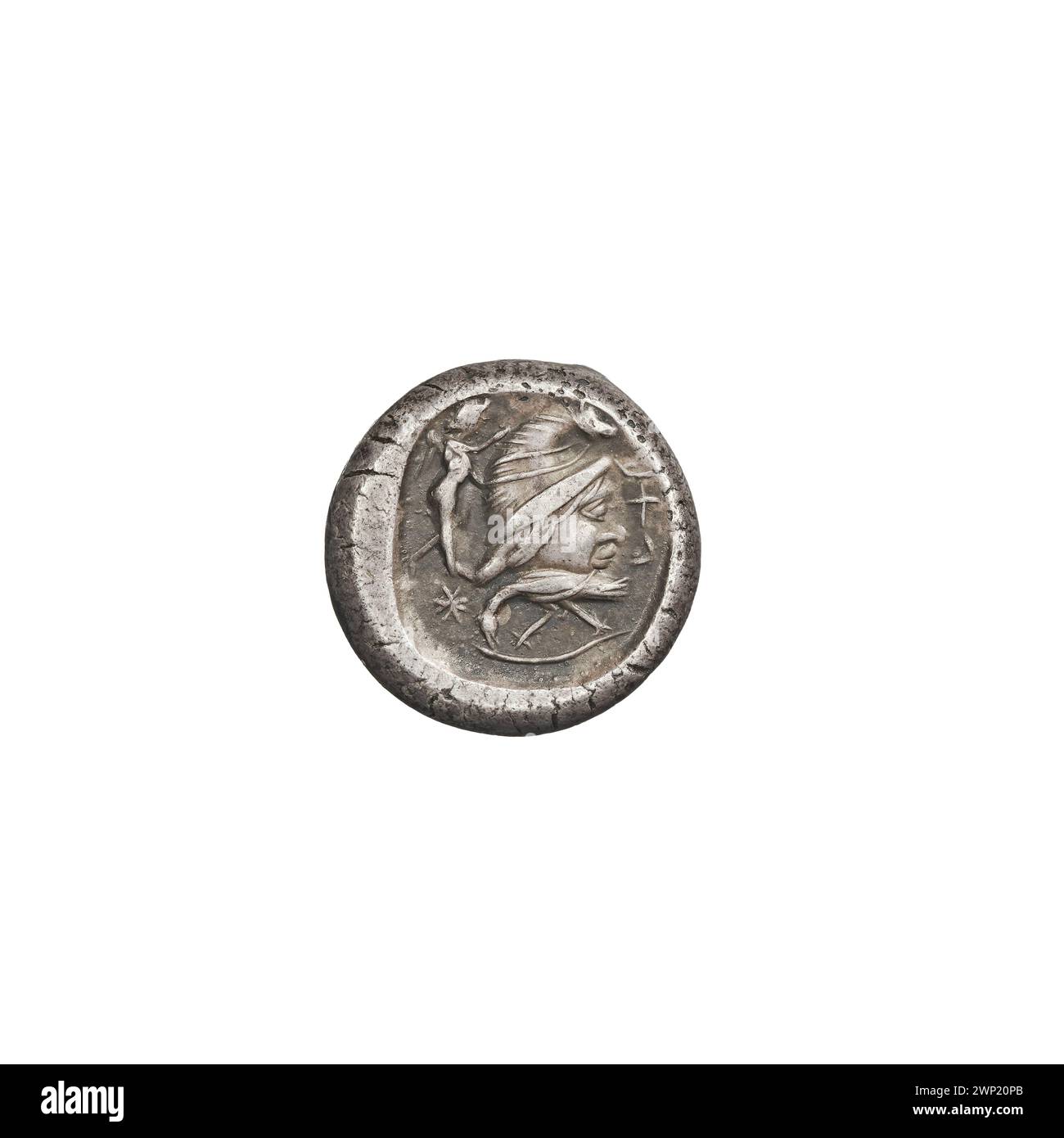 A 1st century BC Greek drachma coin showing Hellenistic design elements ...