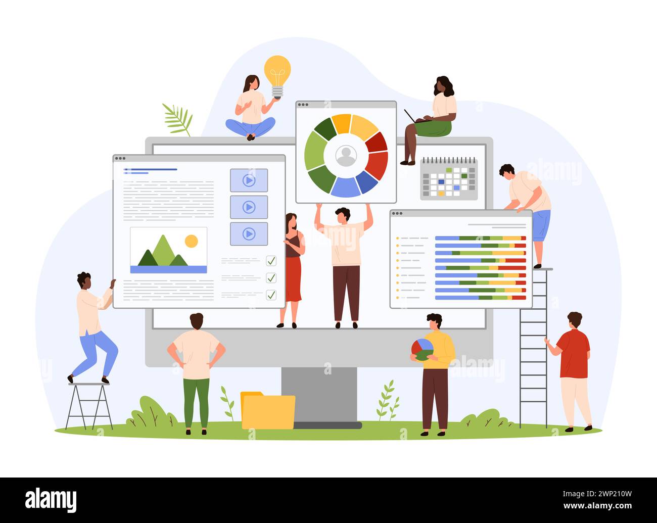 Web project creation, website construction. Tiny people create new ...