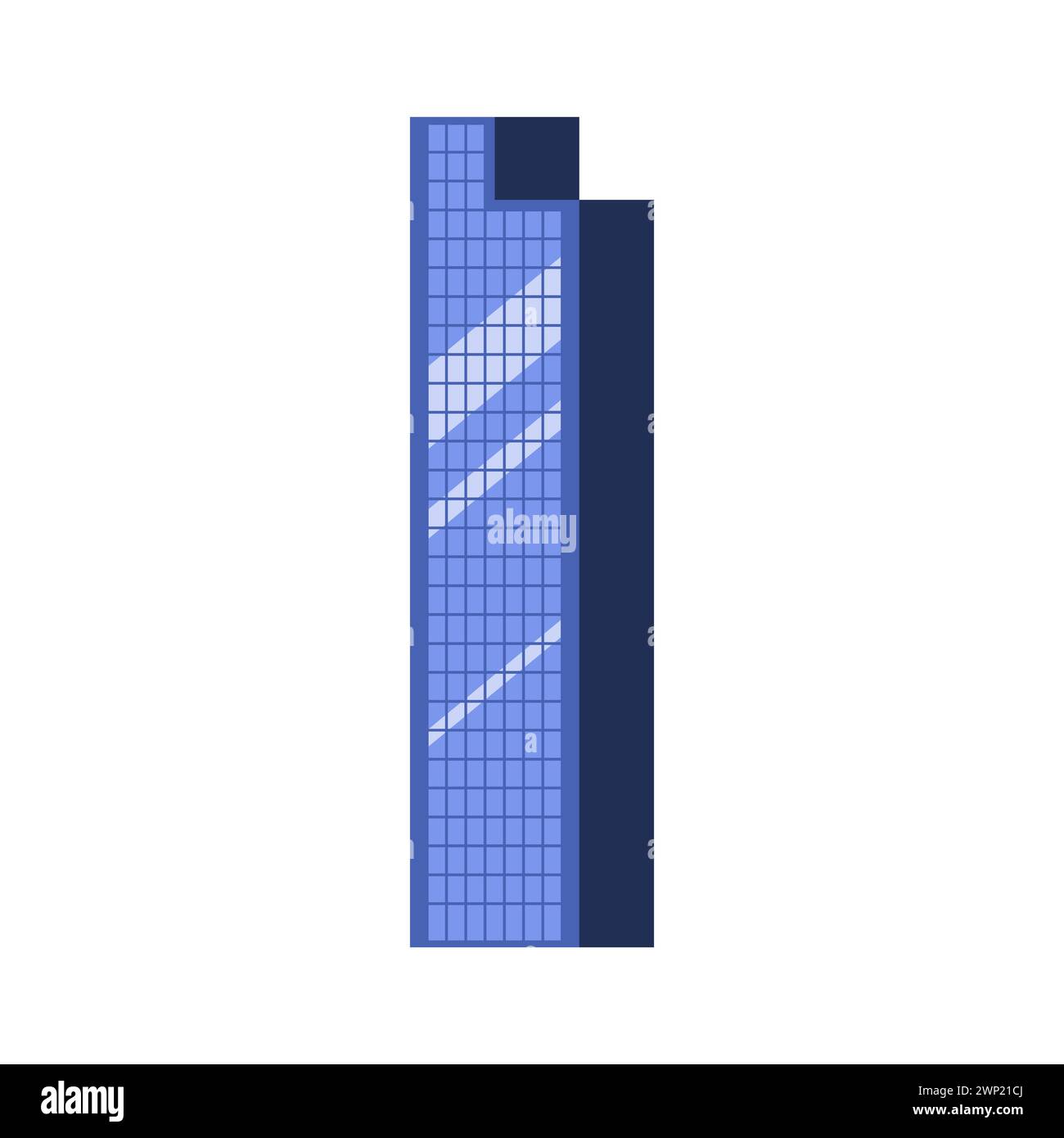 Modern simple tower building, blue skyscraper of urban landscape vector ...