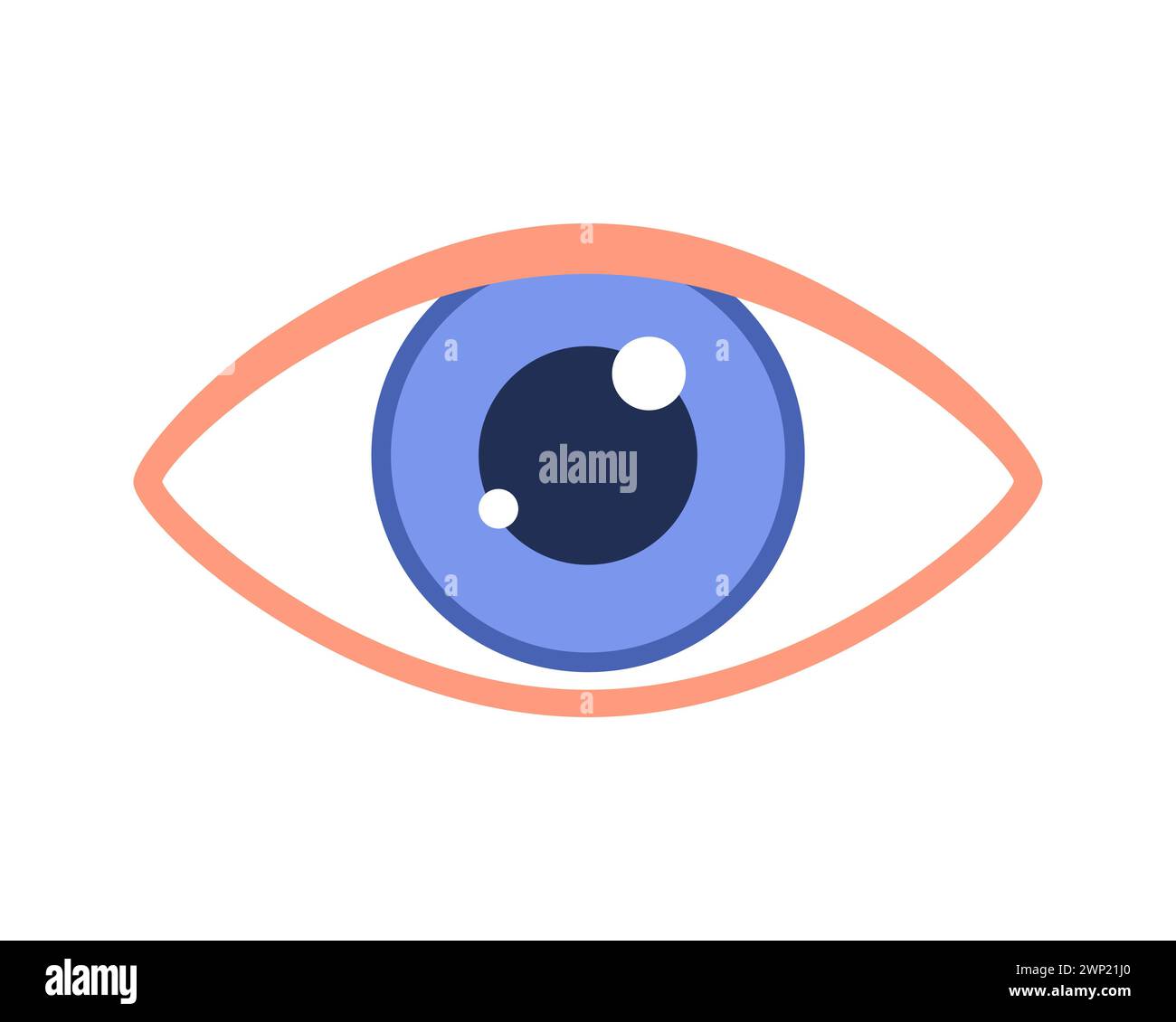 Human eye with black pupil and blue iris, vision abstract symbol vector ...
