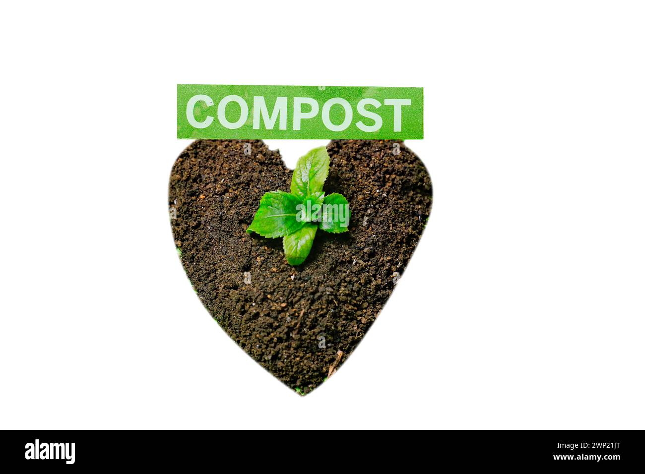 Composting soil Heart shaped dry soil isolate on white closup Stock ...