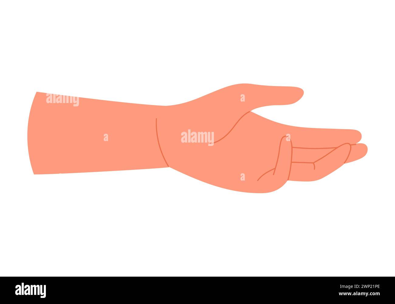 Human hand in giving or taking gesture, support and help emblem vector ...