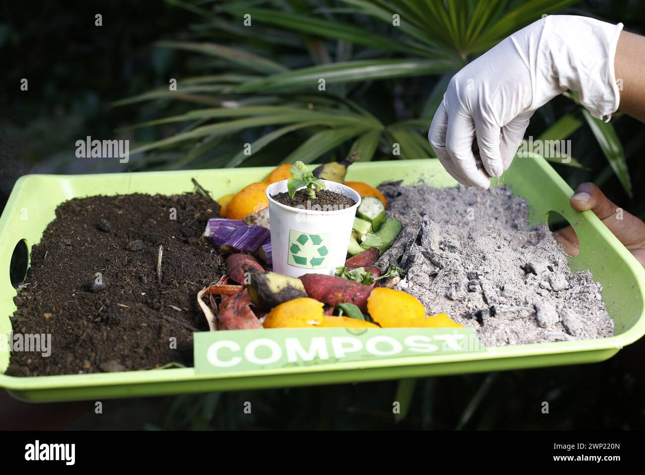 the women ready to Compost and composted soil cycle as a composting ...