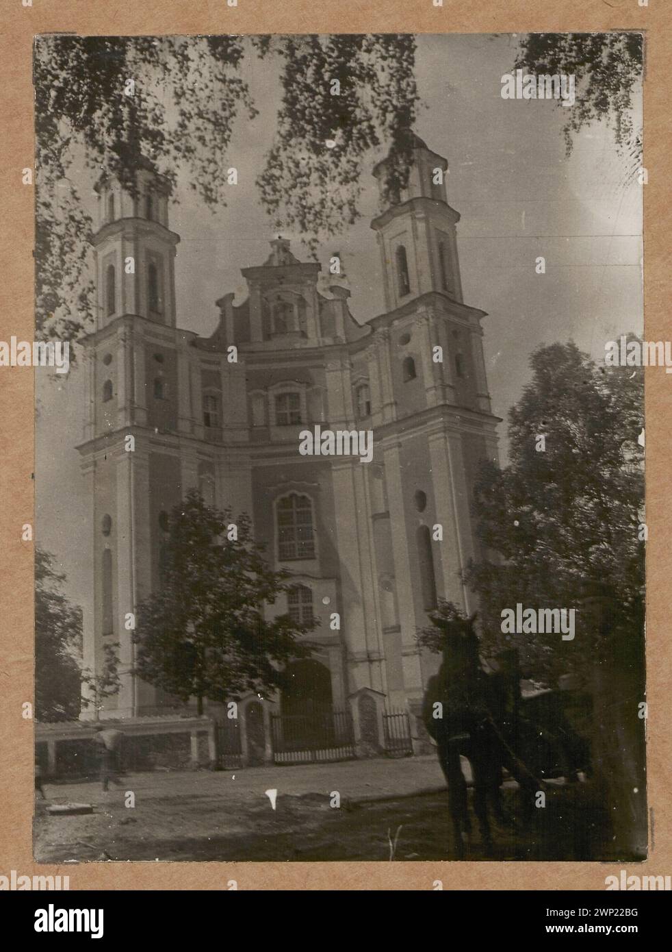 Depiction of a church facade created around 1917, showing architectural ...