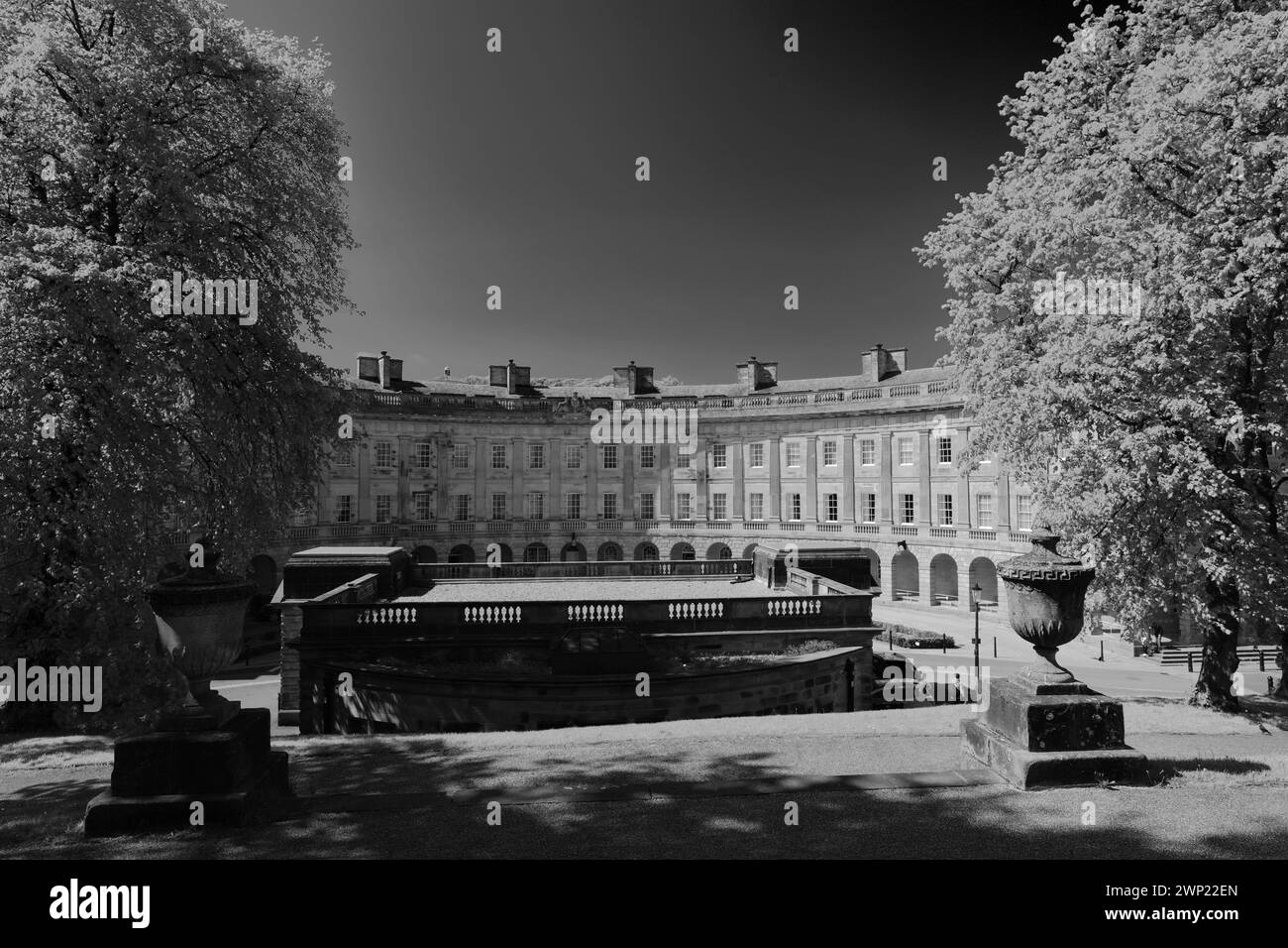 The Crescent building in the market town of Buxton, Peak District ...