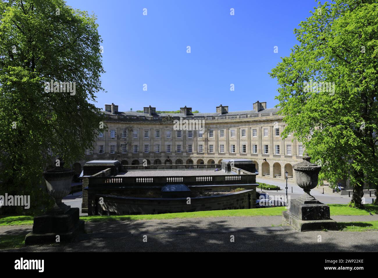 The Crescent building in the market town of Buxton, Peak District ...