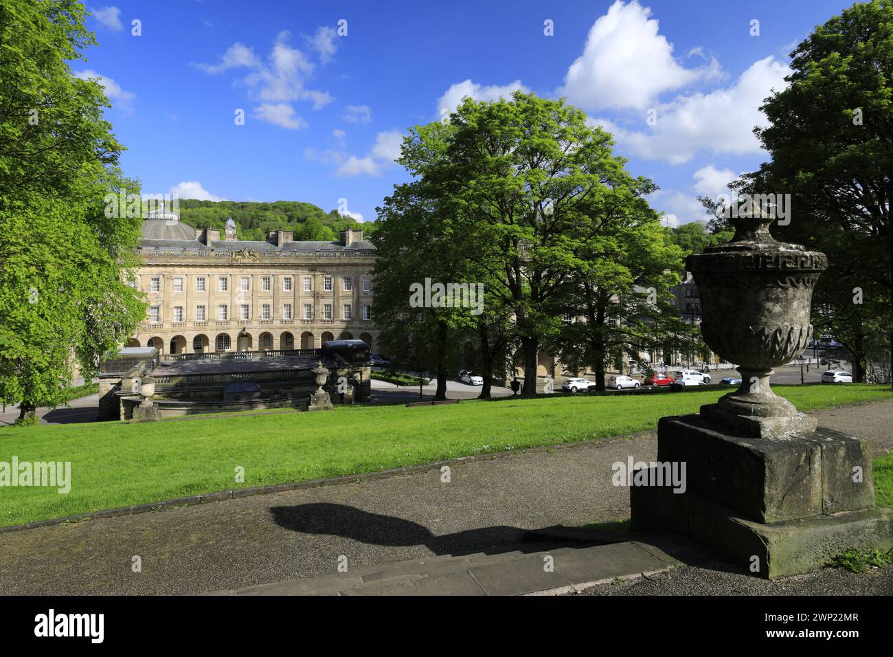 The Crescent building in the market town of Buxton, Peak District ...