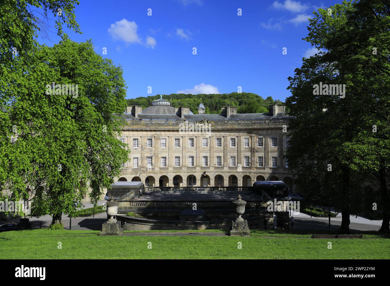 The Crescent building in the market town of Buxton, Peak District ...