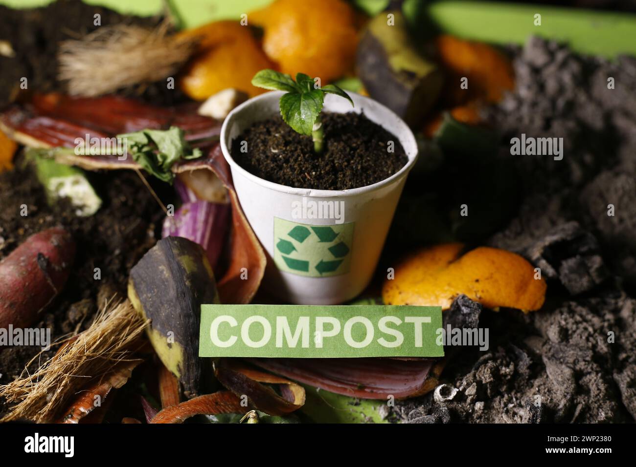 recycle and composting top view Stock Photo - Alamy