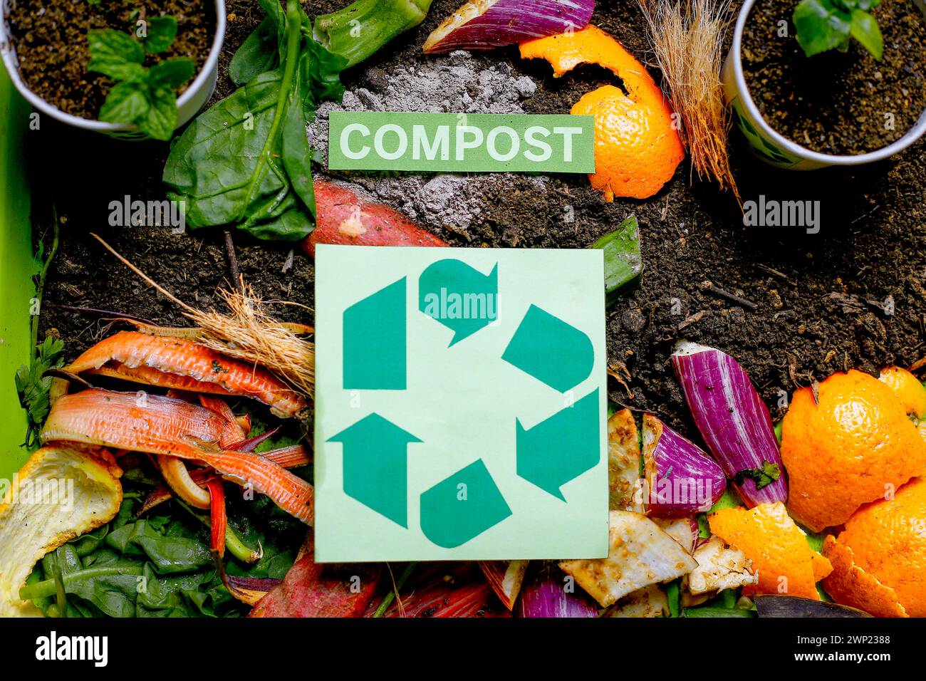 recycle and composting top view Stock Photo - Alamy