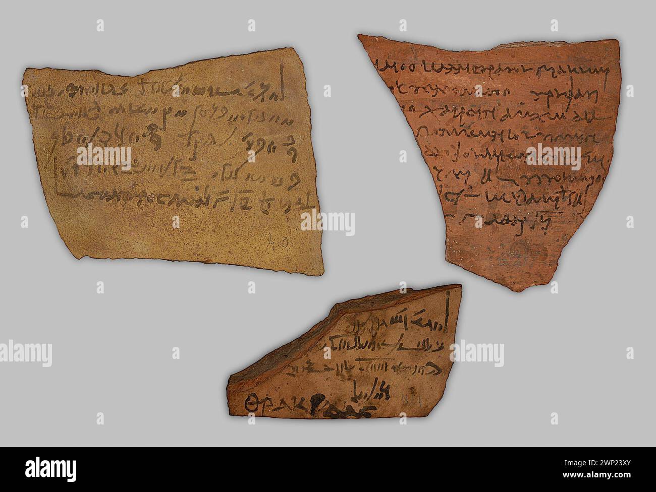 Greek ostrakon dated to 7 CE with a receipt of money, featuring ...