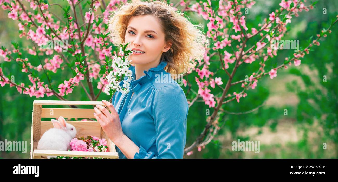 Cute female farmer working on spring field. Spring woman on Background ...
