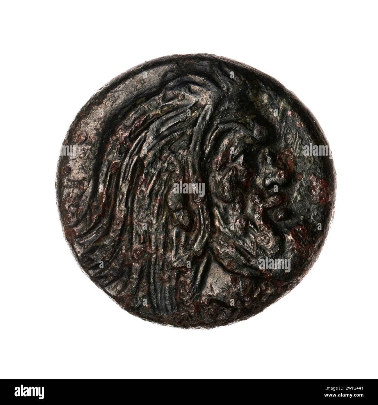 Bronze coin from Pantikapaion, 330-315 BC, showing a satyr and marine ...
