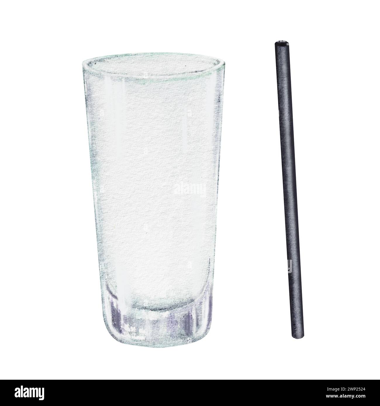 Watercolor illustration of glass goblets and drink glasses. Hand drawn ...