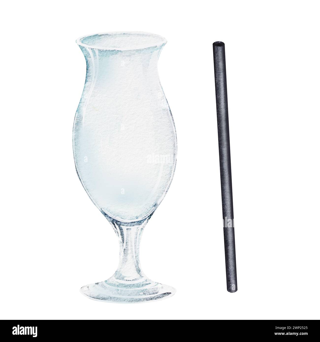 Watercolor illustration of glass goblets and drink glasses. Hand drawn ...