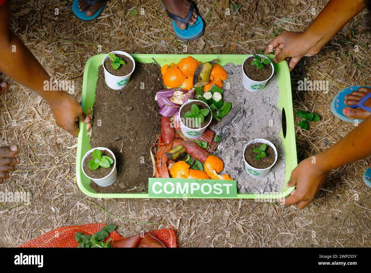 the children ready to Compost and composted soil cycle as a composting ...