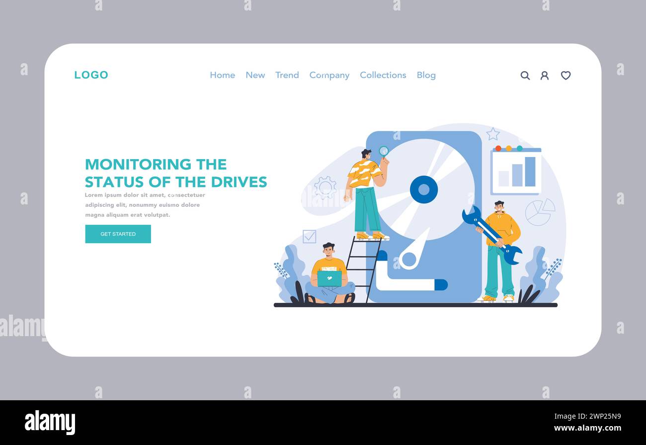 Drive Status Monitoring web or landing page. Depicting meticulous ...
