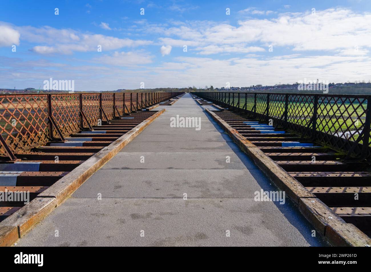 Across the 433 metre long wrought iron Bennerley Viaduct near Ilkeston ...