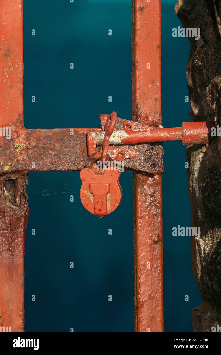 Old gate lock on hi-res stock photography and images - Alamy