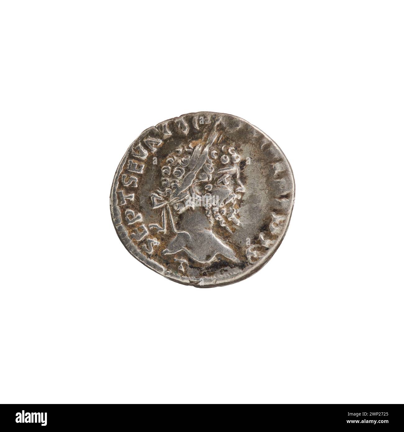 Denarius coin issued between 198-202 CE, illustrating Roman imperial ...