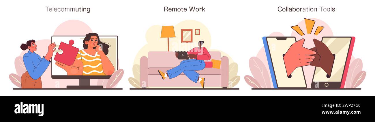 Telecommuting setup Stock Vector Images - Alamy