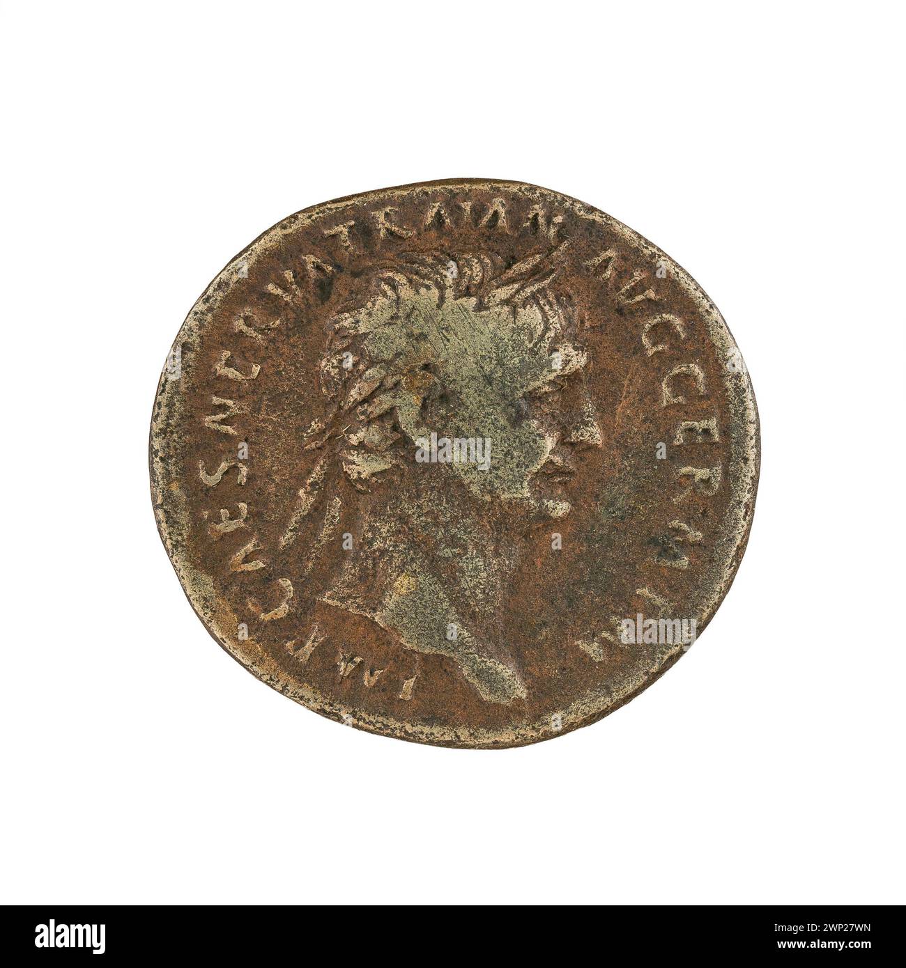 AS coin from 98-99 AD depicts Pietas personification with heads, altars ...