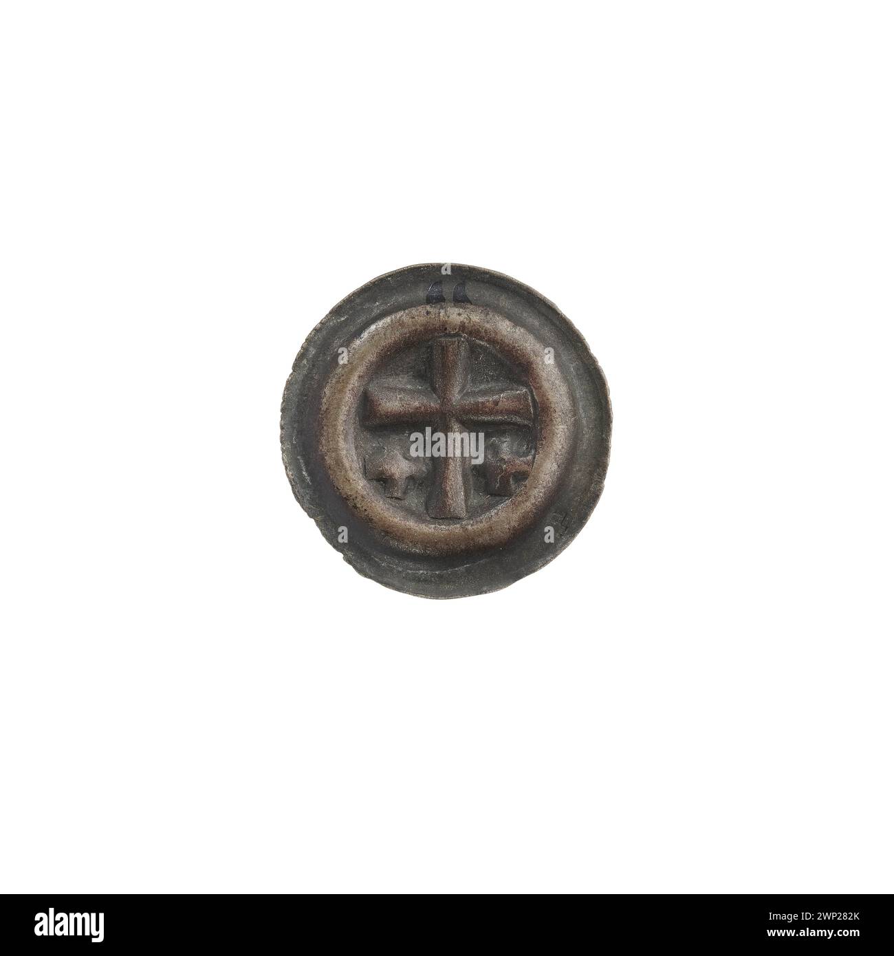 Barkteat denar coin from circa 1317–1328, a thin silver medieval coin ...
