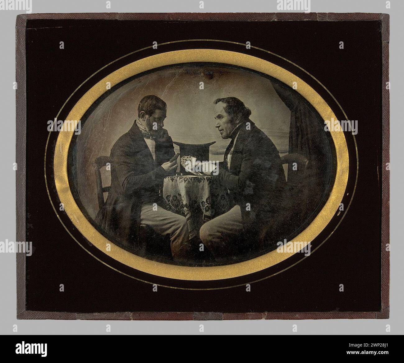 Portrait of two men playing cards; around 1845 1850 (1840-00-00-1855-00 ...