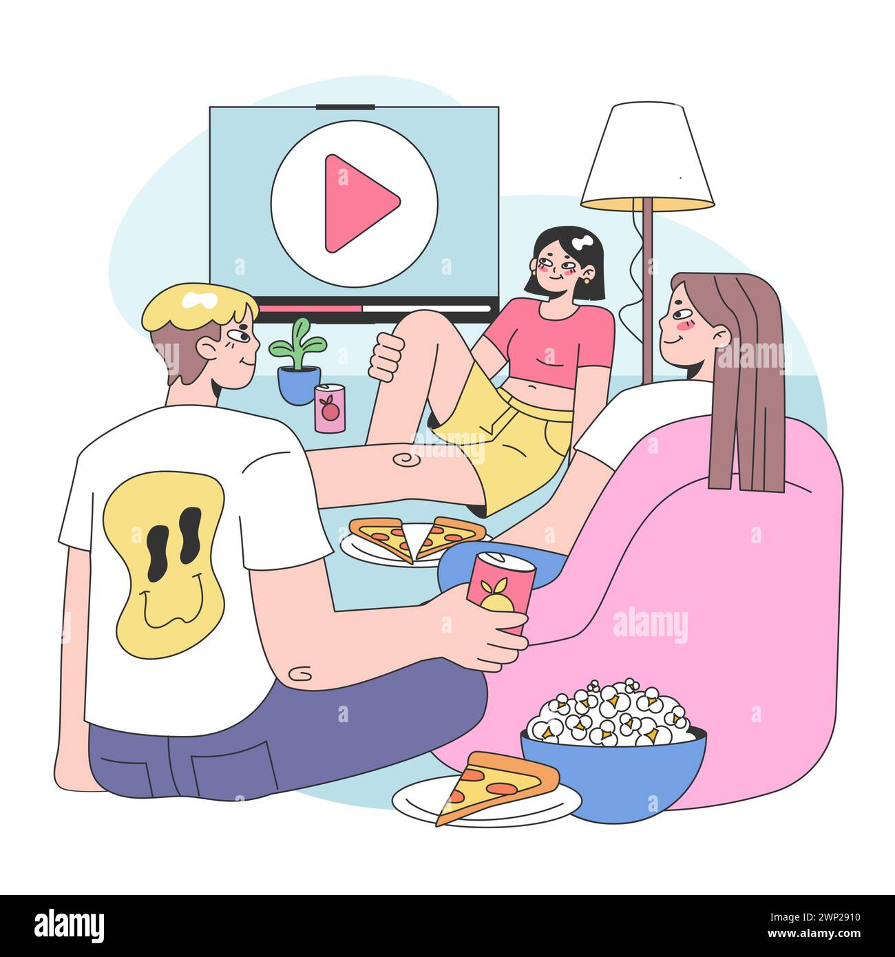 Co-living. Friends or roommates living together. Characters hang out in ...