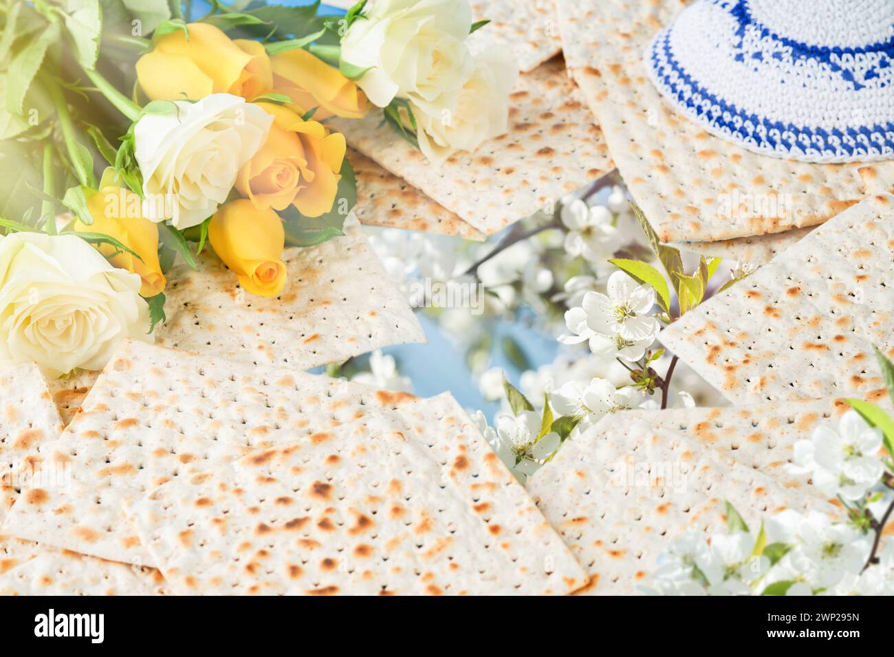 Passover sedercelebration concept. Star of David made from matzah in ...