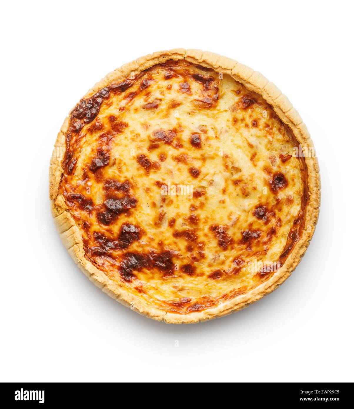 Traditional french pie. Quiche lorraine isolated on the white ...