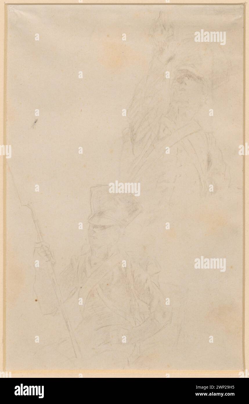 Two German drawings by Julius Scholtz (c.1856) showing studies for ...