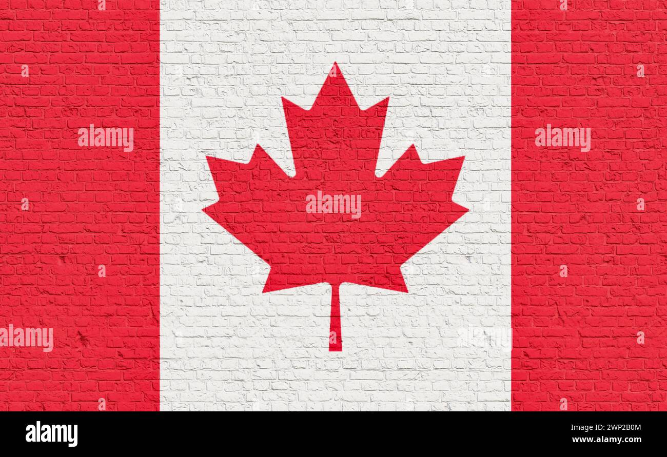 Canada flag colors painted on a brick wall. Canada flag colors painted ...