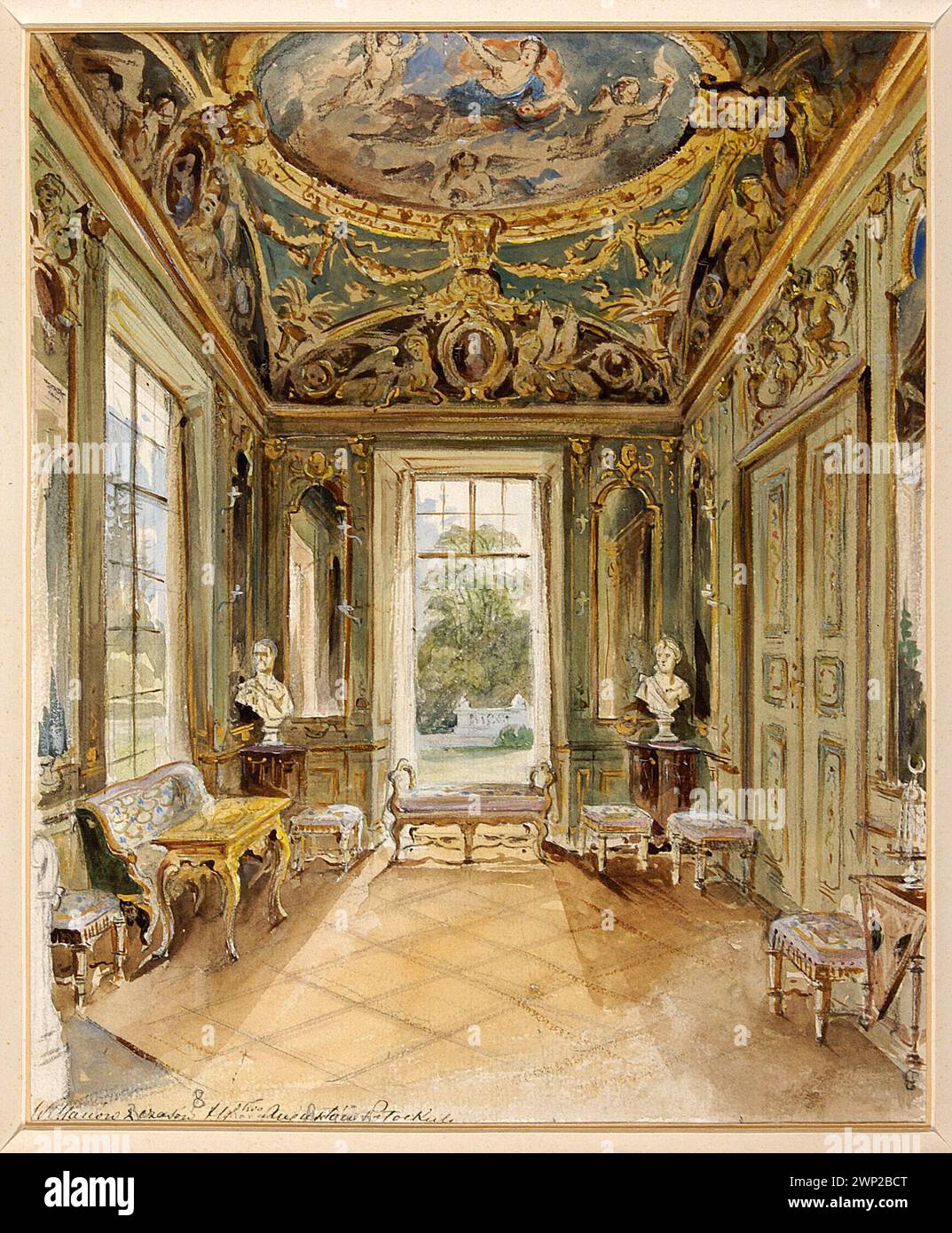 A mirrored cabinet designed by Willibald Richter around 1850, located ...