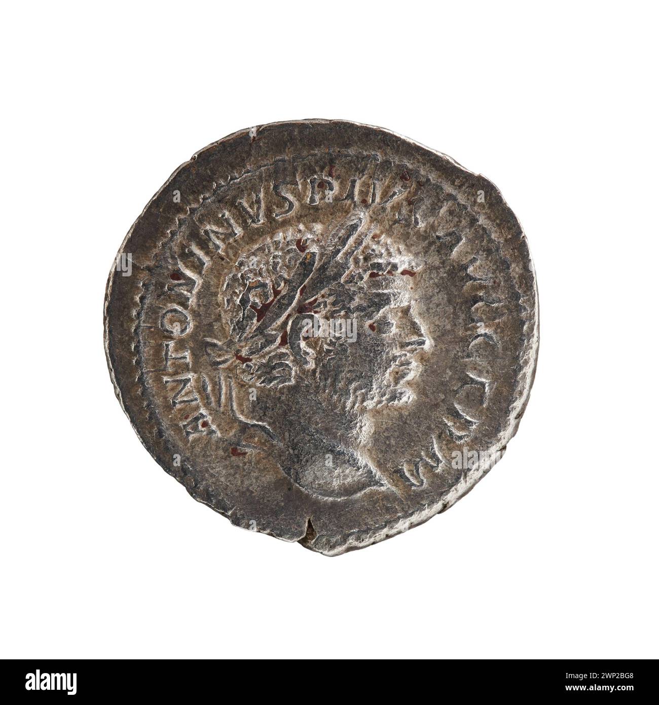 Denarius coin featuring Roman Emperor Caracalla, minted in 215 CE ...