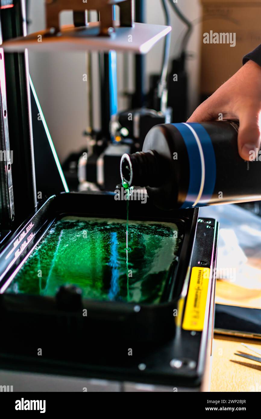 3d printer and its resin tank for filling and printing Stock Photo - Alamy