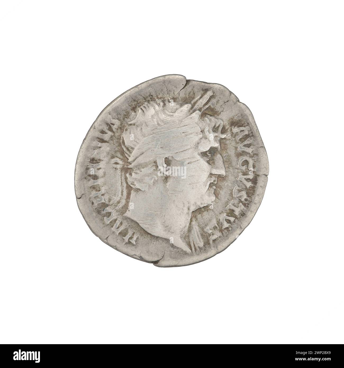 Denarius coin of Hadrian, 125-128 CE, showing Abundantia with heads ...