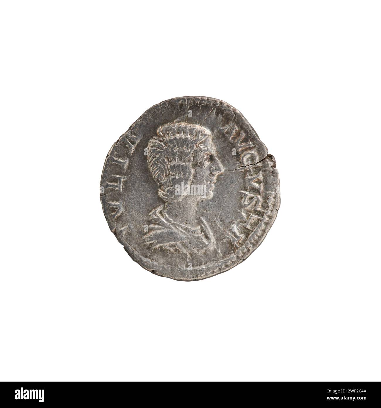 This denarius coin issued between 198 and 209 AD depicts Roman Empress ...