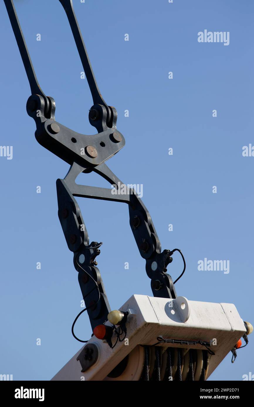 Steel connectors on mobile crane in whitefield manchester uk Stock ...