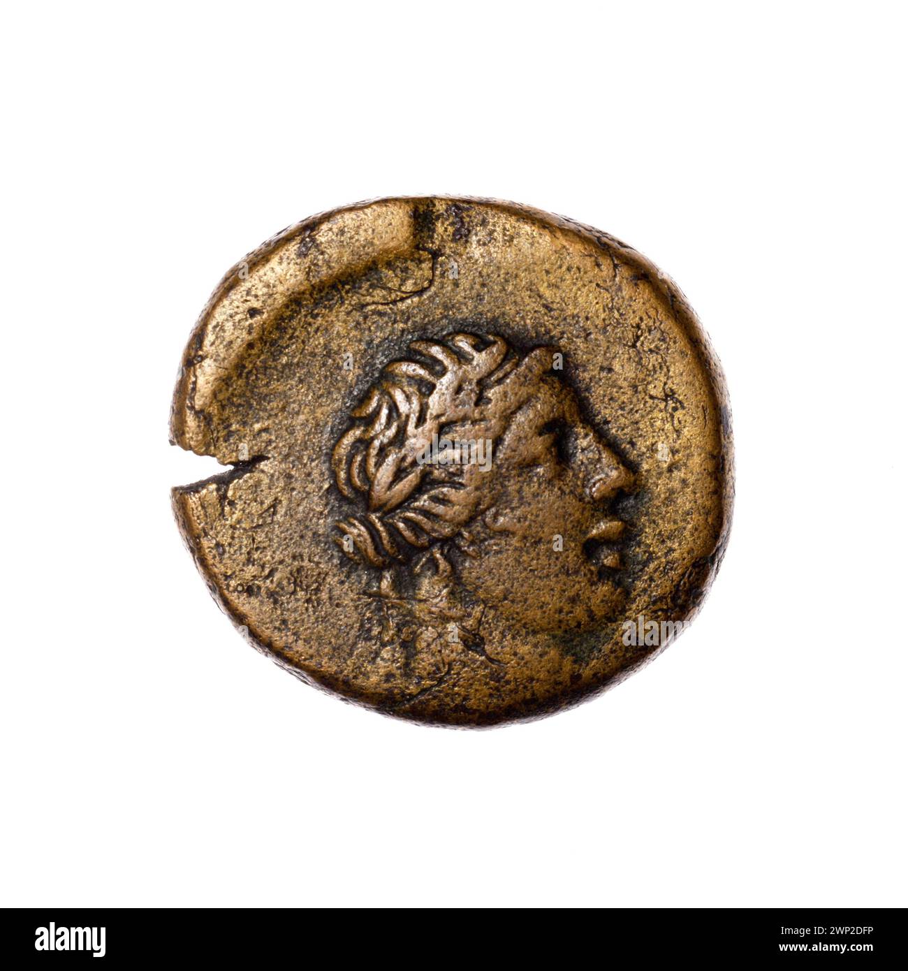 Brown coin from Pantikapaion, 1st century BC, depicting Apollo's head ...