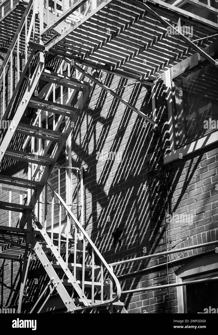 Fire Escape and Shadows abstract black and white Stock Photo - Alamy