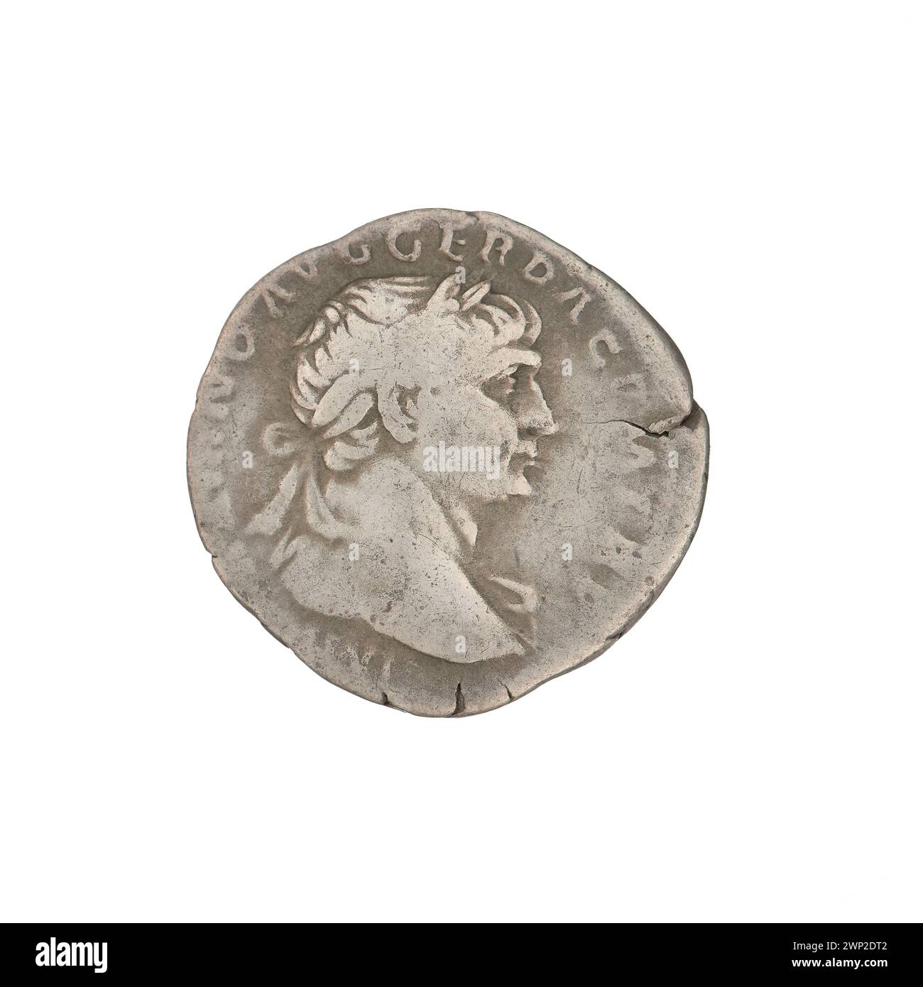 A denarius from 103-111 CE depicting Roma with heads, laurel wreaths ...
