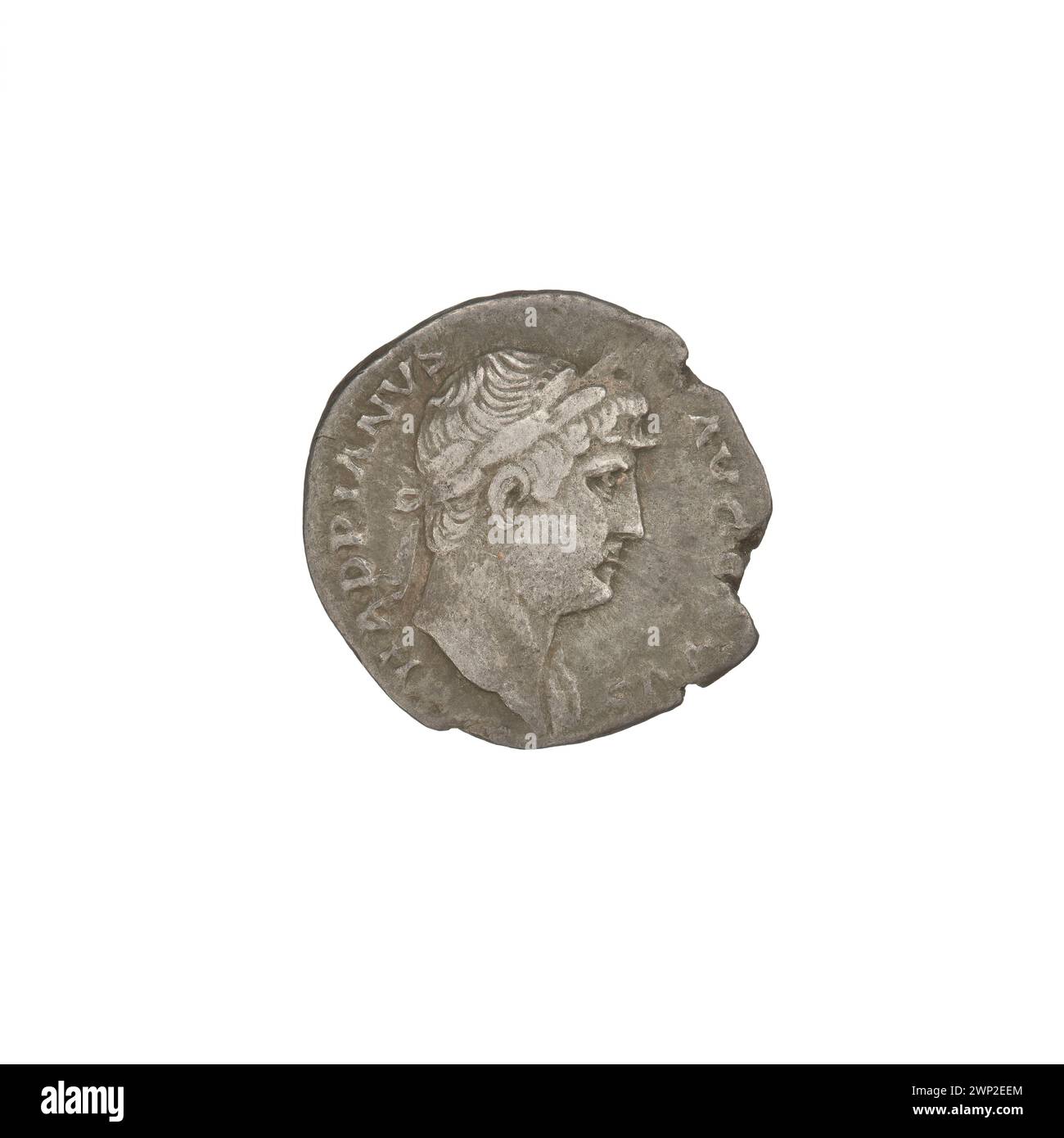 A Roman denarius from 125-128 showing Hadrian and Neptune, with heads ...