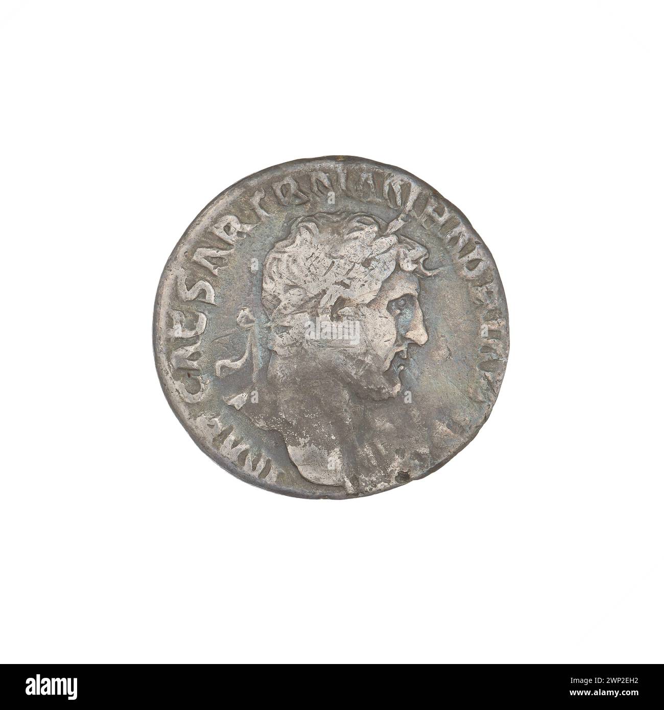 This denarius depicts Emperor Hadrian (117-138 AD) with the ...