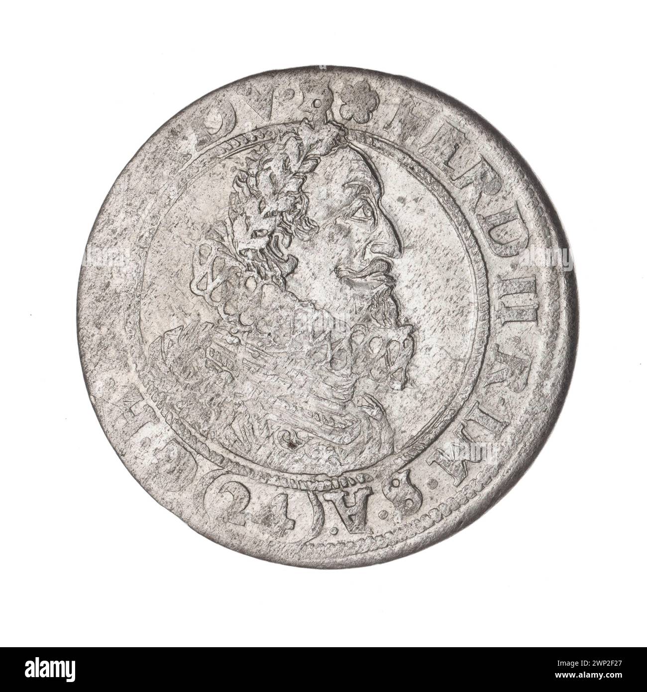 A 1622 24 Krajcary coin depicting Ferdinand II with laurel wreath, male ...