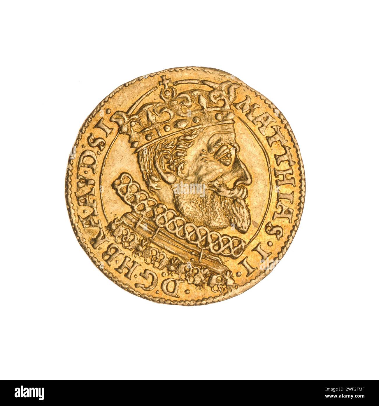 Gold ducat showing Maciej II Habsburg, Roman-German emperor, with ...