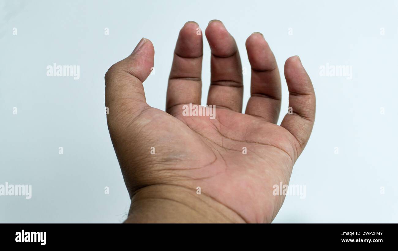 Hand with fingers gripping pose isolated on white background Stock ...